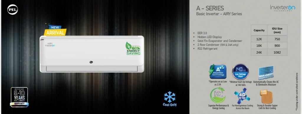 Pel 1.5 Ton DC Inverter A/C Inverter-On Series Only Cool - Model 18K ...